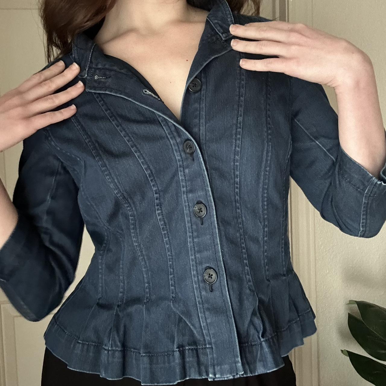 Super cute button up denim jacket with unique... - Depop