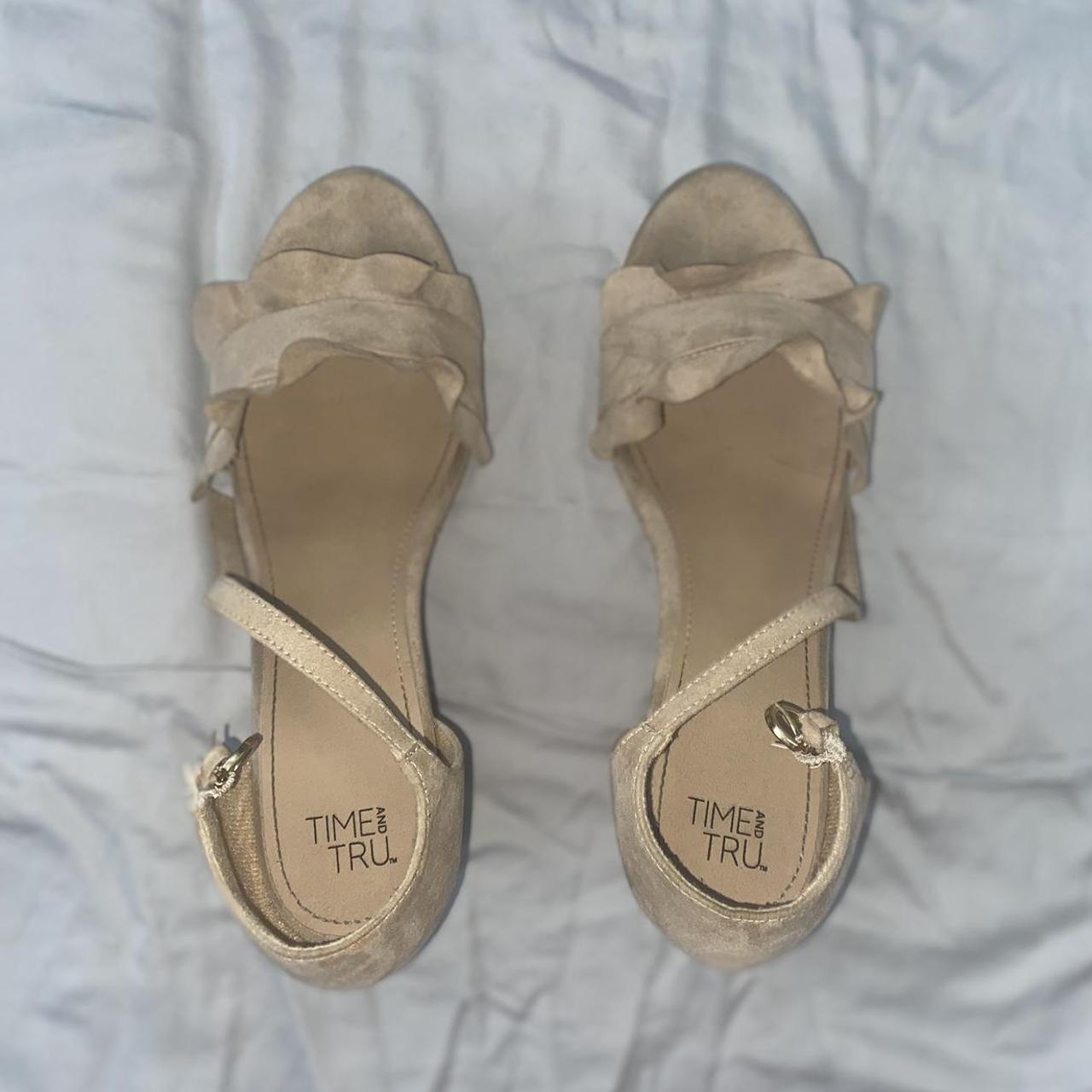 Size 9 beige 4 inch wedges Worn a few times No... - Depop