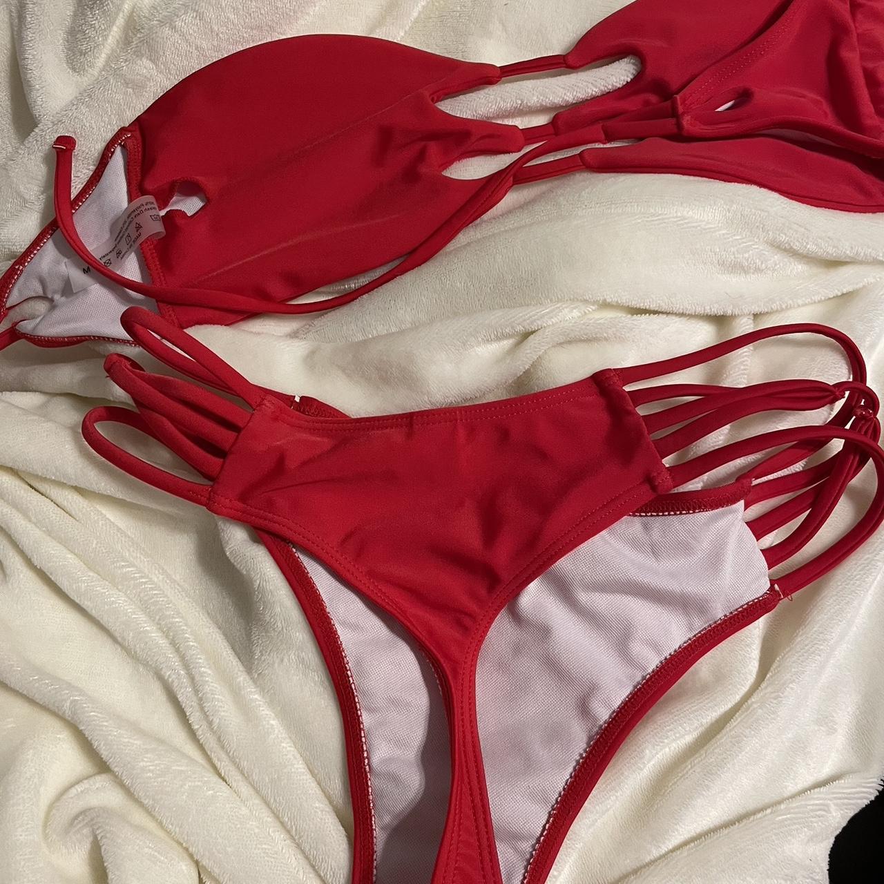 Red bikini never worn Reminds me of Benoa India top... - Depop