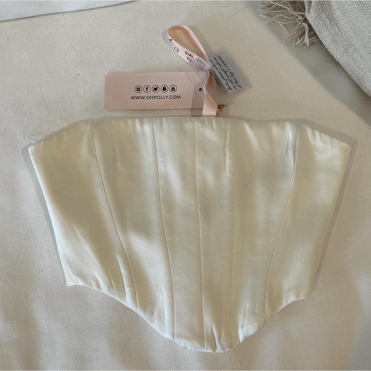 Oh Polly Satin Ivory Corset On website as Lea... - Depop