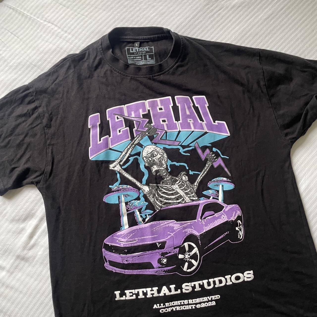 Graphic black tshirt Lethal studios Indian... | Depop