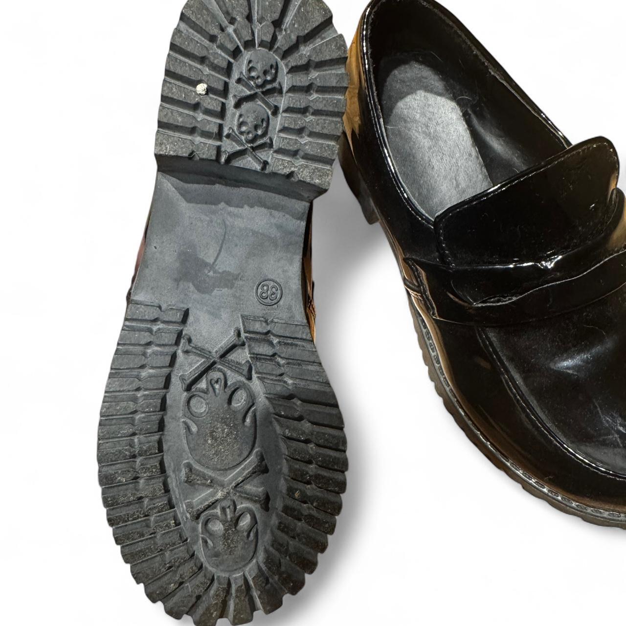 Black patent leather loafers with a touch of goth... | Depop