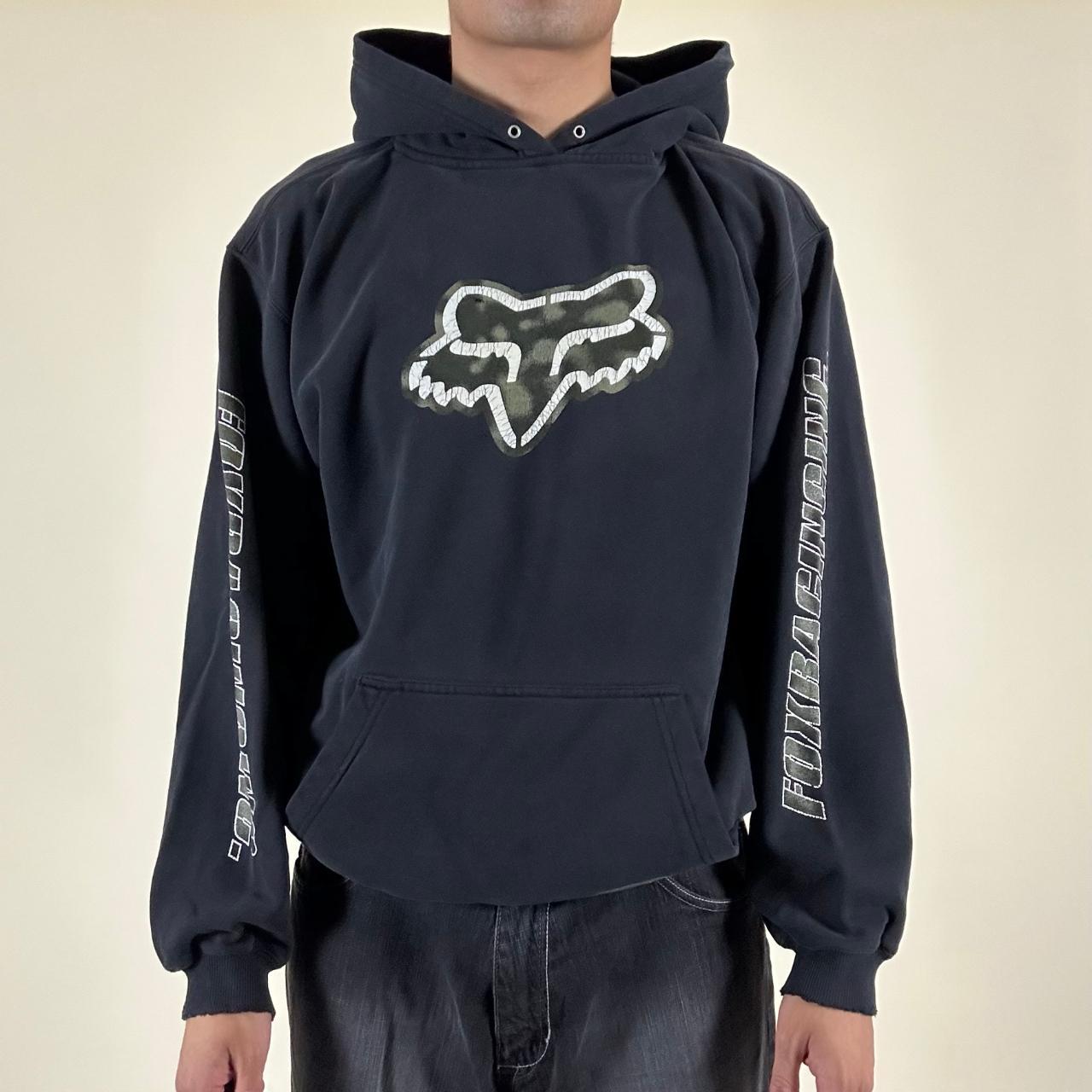 Fox Racing Men's Black and Green Hoodie | Depop