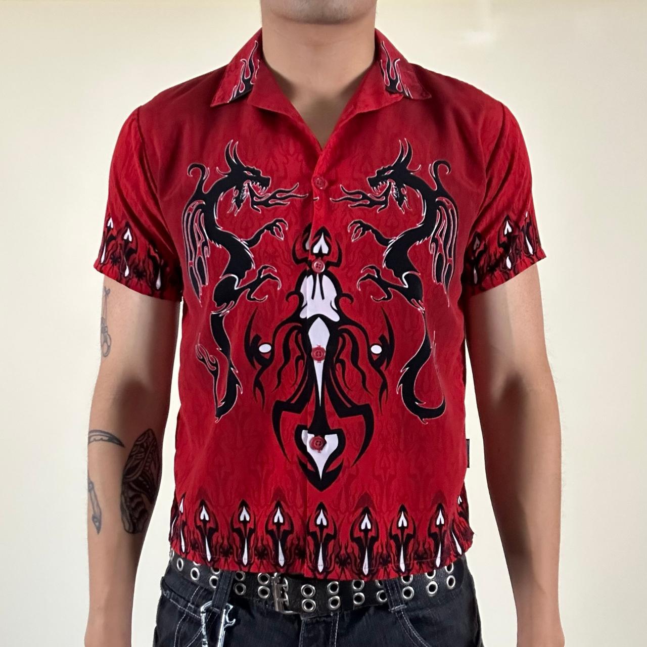 Vintage 2000's Silver Point Short Sleeve Button up... - Depop