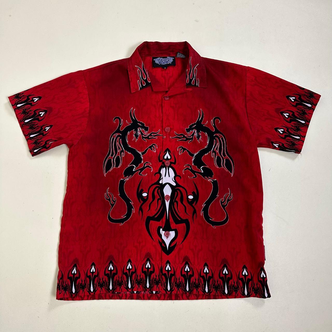 Vintage 2000's Silver Point Short Sleeve Button up... - Depop