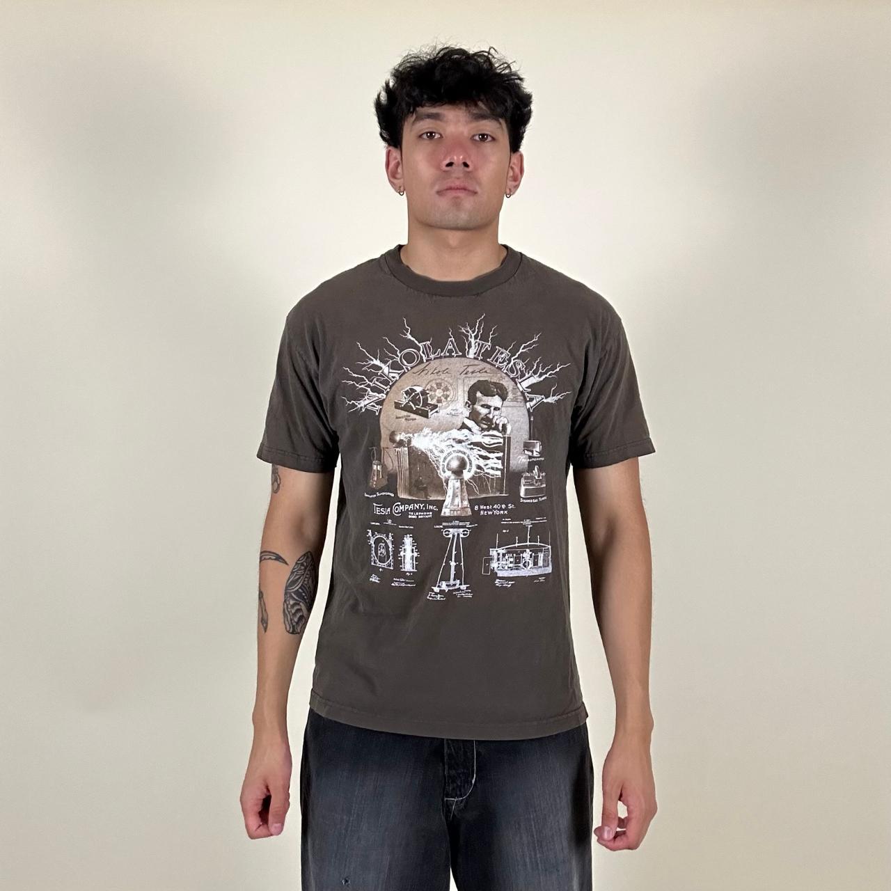 Vintage 1990s Nikola Tesla T-Shirt Length: 28in Pit... - Depop