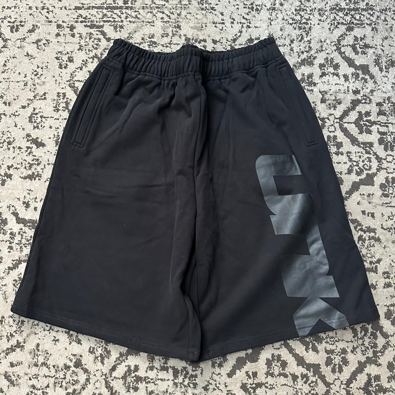 Unknown London BAGGY BLACK STEPPA SHORTS M Waist:... | Depop