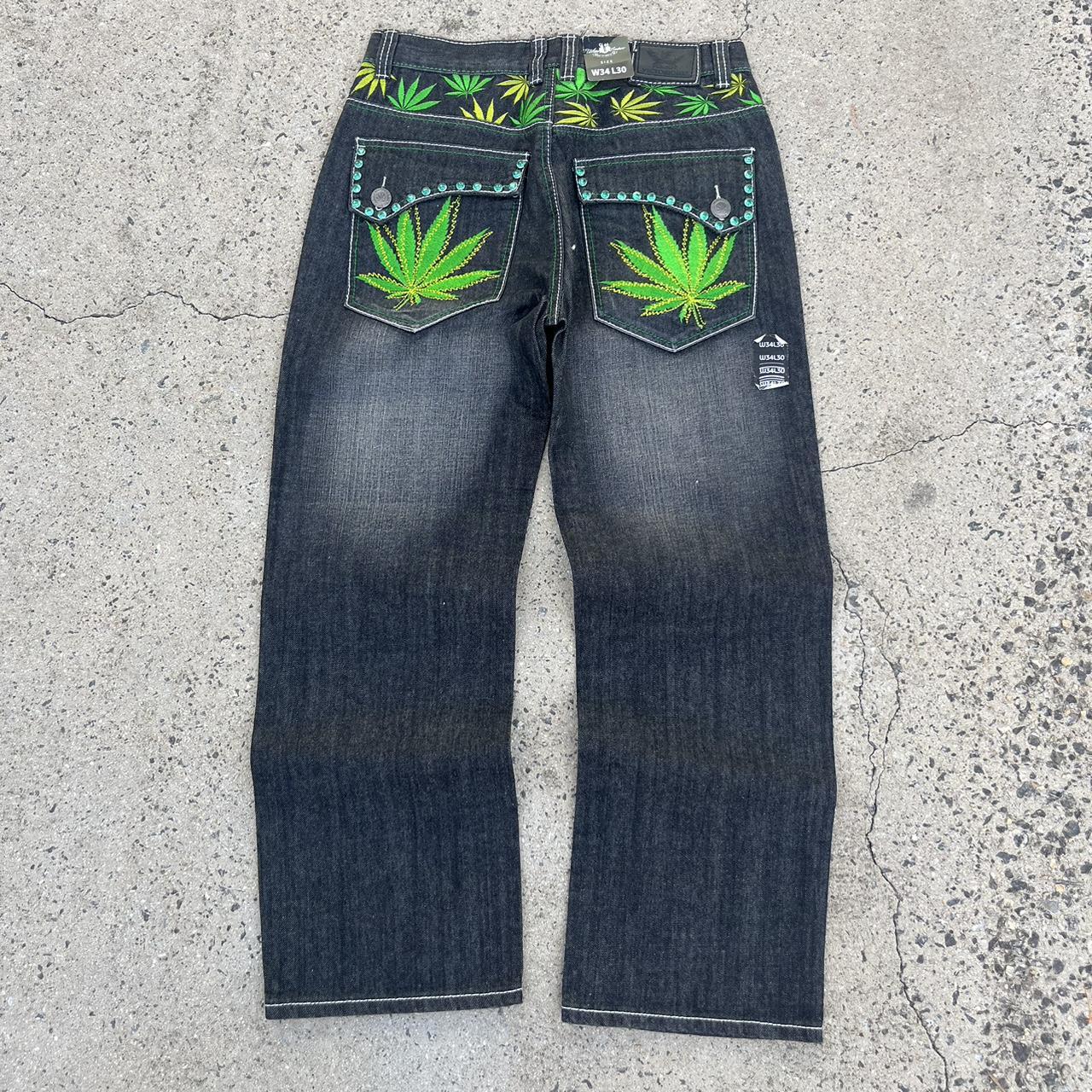 Y2K brand new with tags victorious weed baggy jeans!... | Depop
