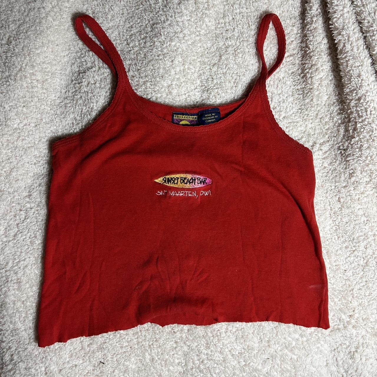 Red vintage tank top. Super cute very vibrant color - Depop