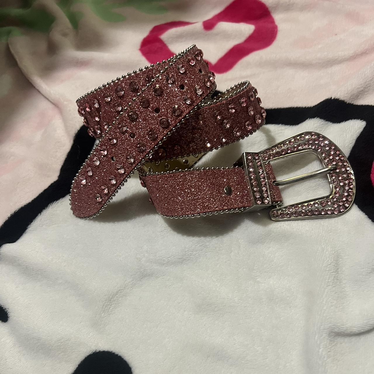 Pink shiny bb style belt. Size large and super... - Depop
