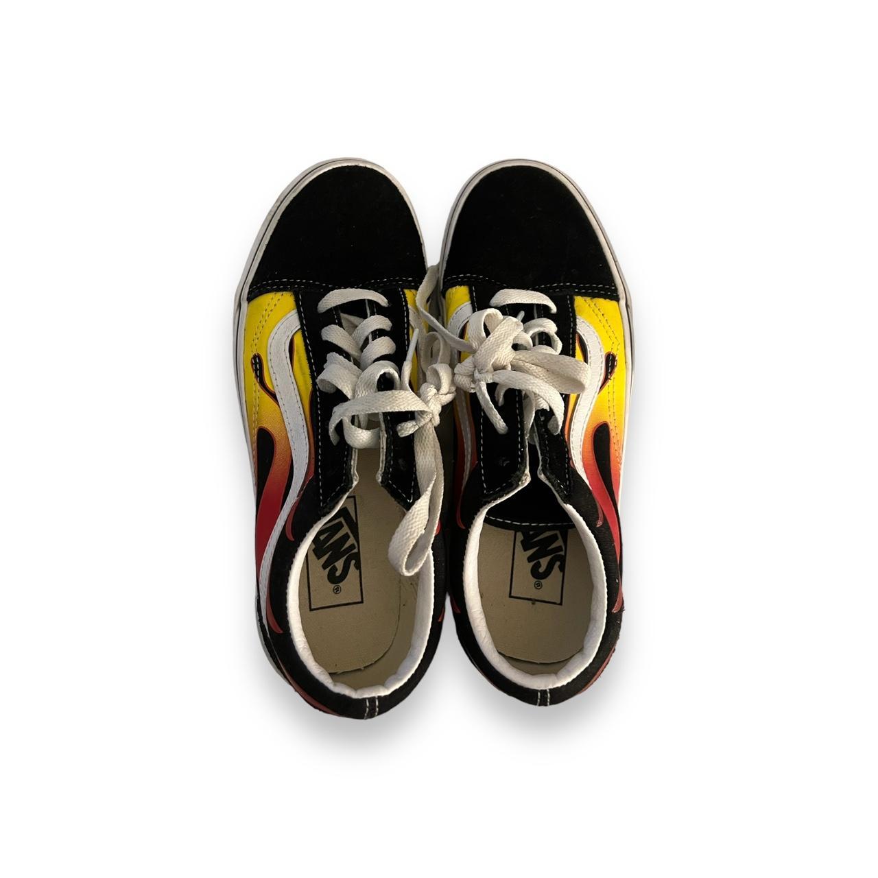 fire flame vans women size 7.5 shoes worn a few... - Depop