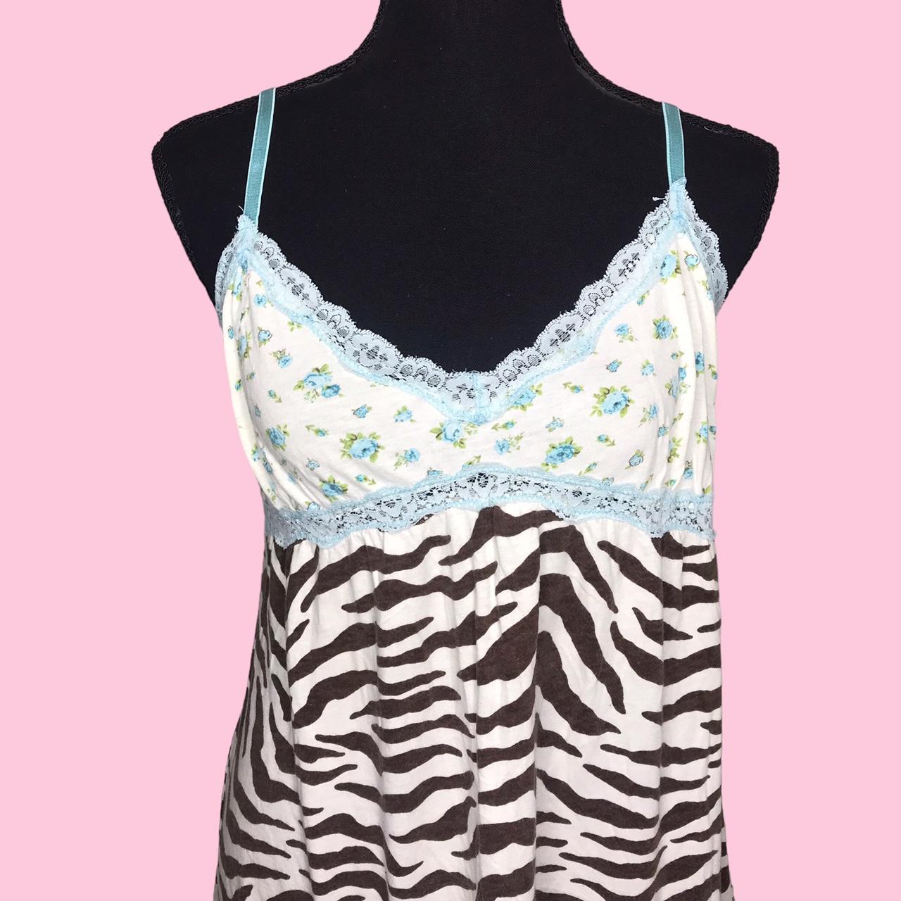 Y2K Pajama Slip Dress Features floral dainty upper... - Depop