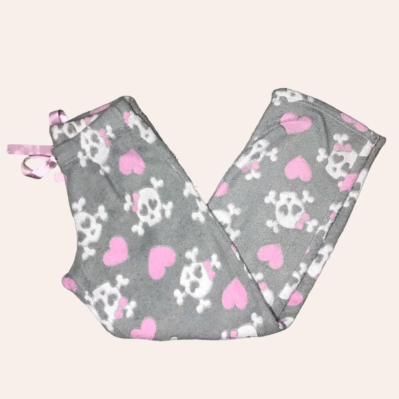 Y2K Pajama Pants Features skull & crossbones with... - Depop