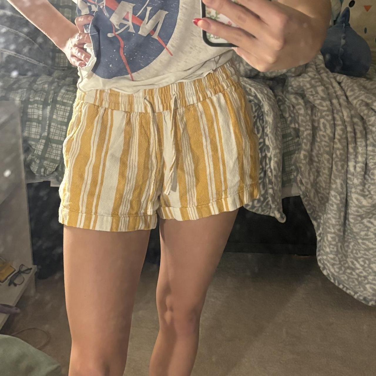 Yellow and White striped Old Navy shorts - Depop