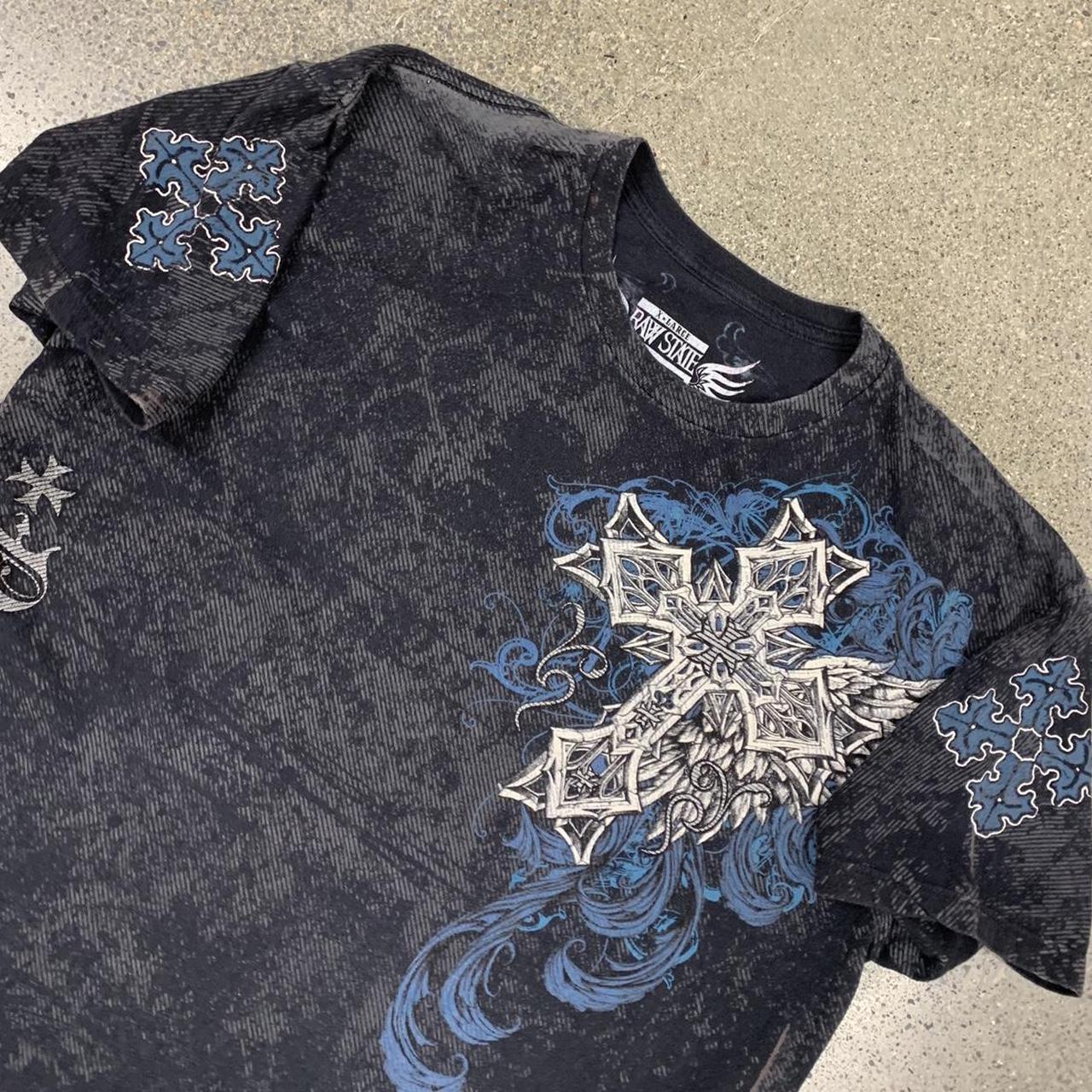 Y2k grunge cyber2k emo Cross Wing tee Size... - Depop