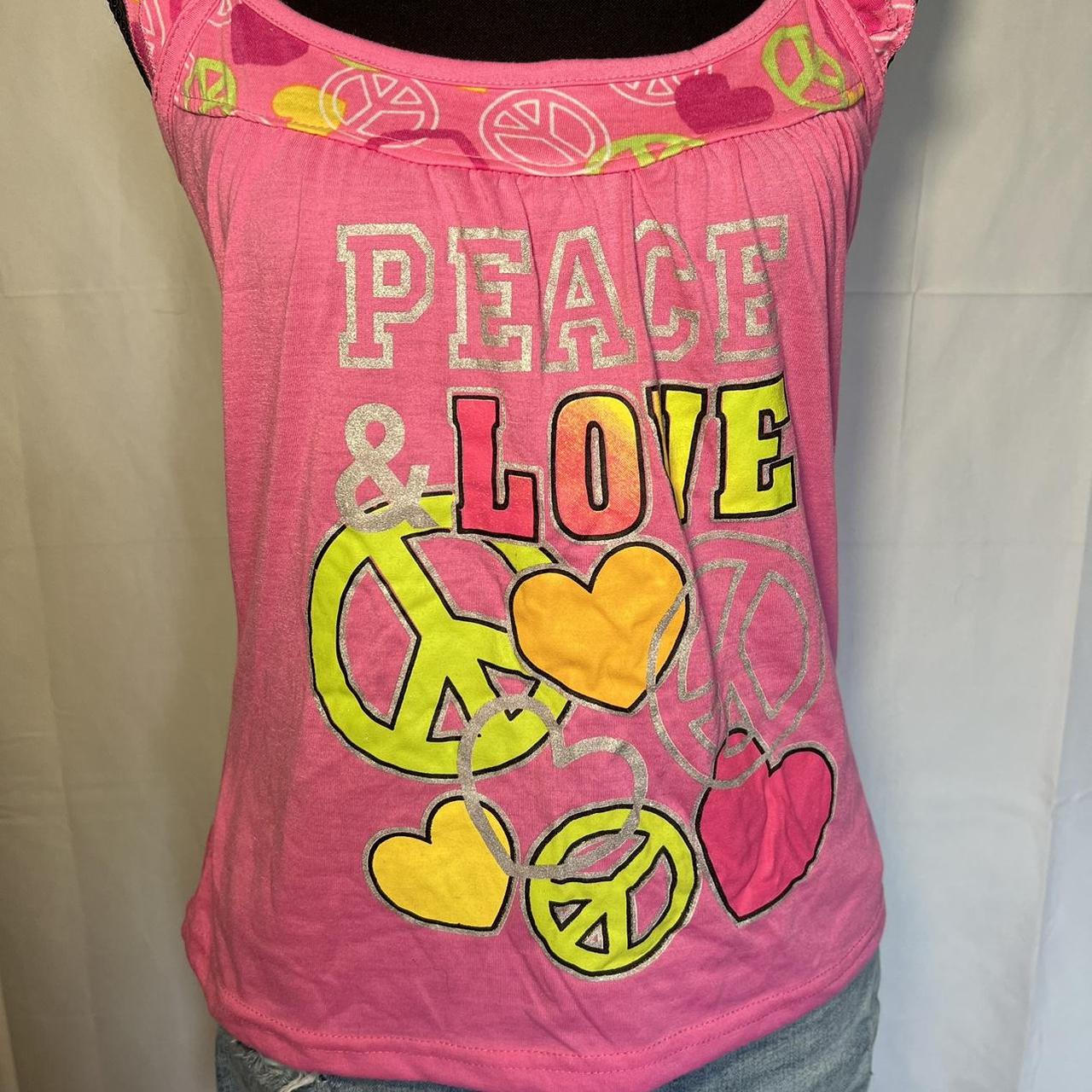 2000s Sweet n Sassy Peace & Love pink top Tagged a... | Depop