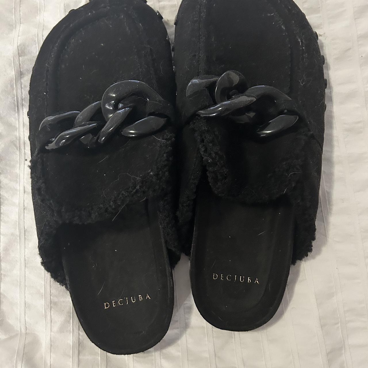 Decjuba black faux suede shearling slides Like... - Depop