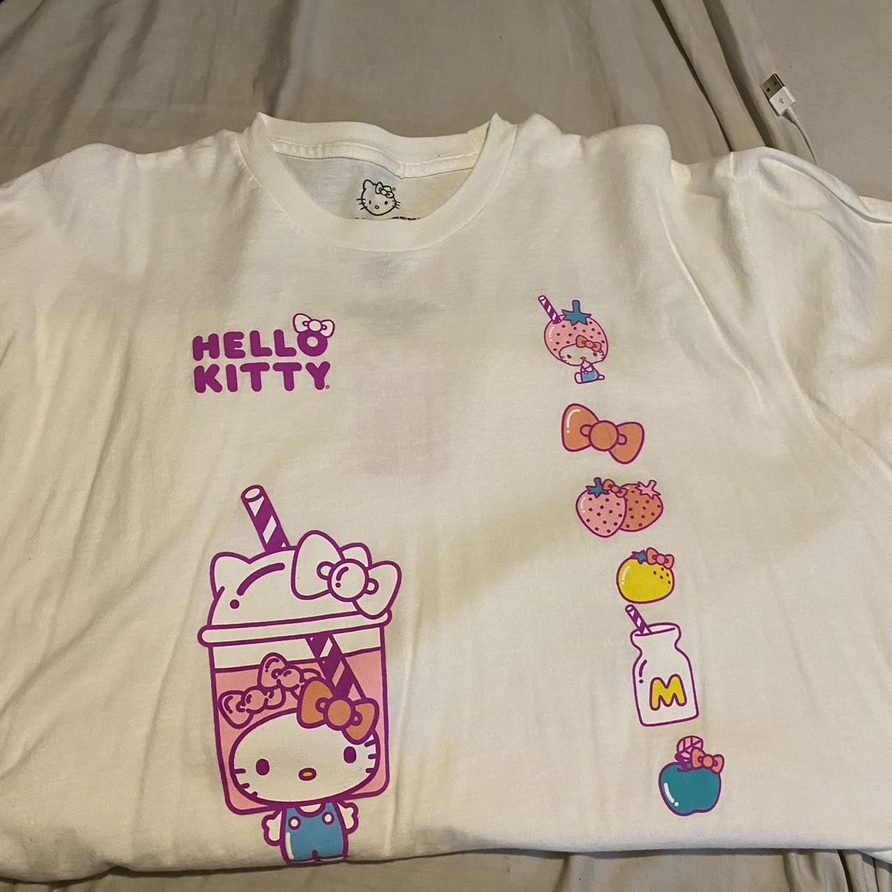 Hello Kitty Women's Pink and Blue T-shirt | Depop
