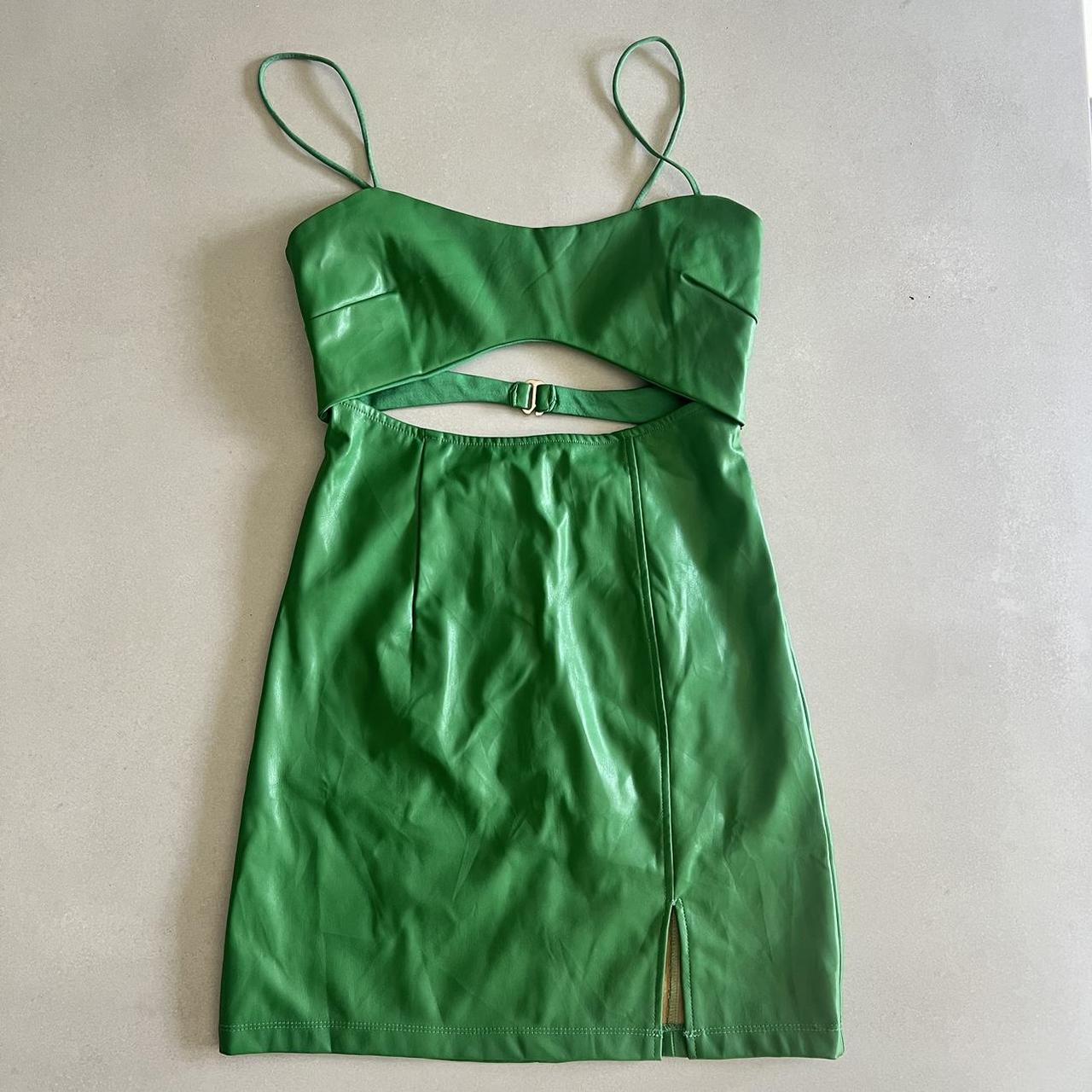 Green pleather/PU That’s So Fetch dress Size small,... - Depop