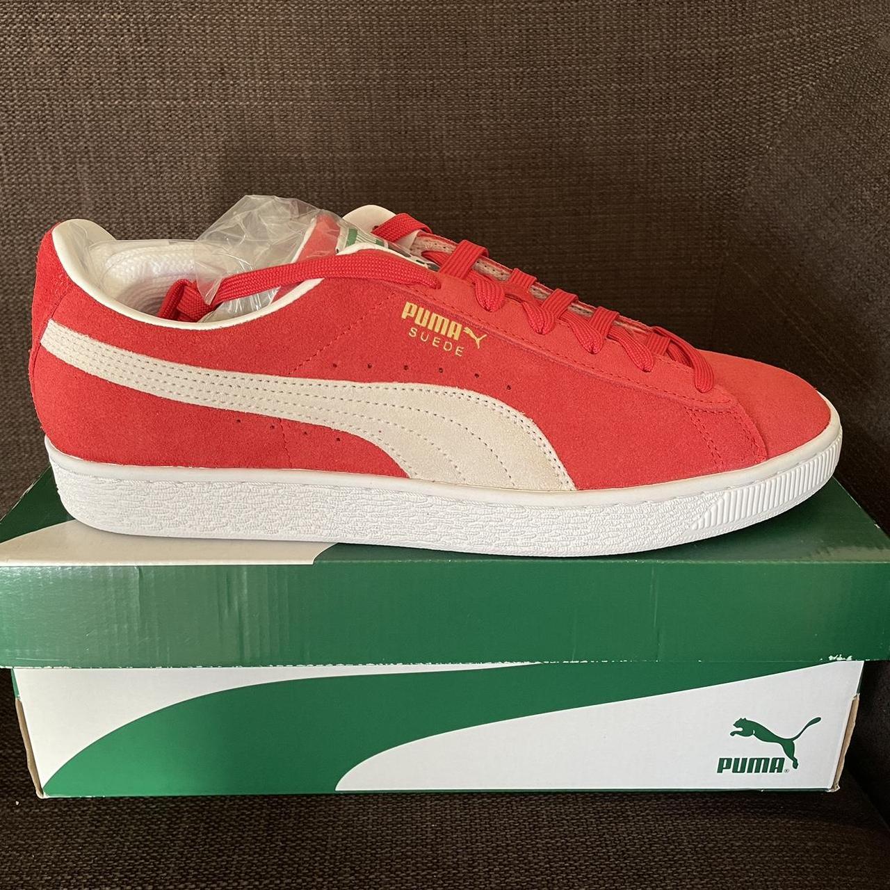 Puma suede trainers in red and white! ️Perfect way to... - Depop