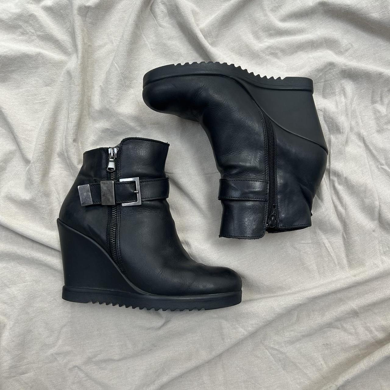 Insane wedge leather boots Size: 38 eu Perfect... - Depop