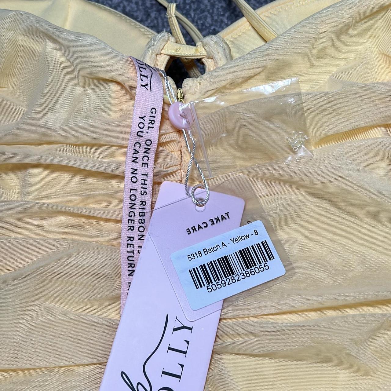 Oh Polly Yellow Embellished Mini Dress Size... - Depop