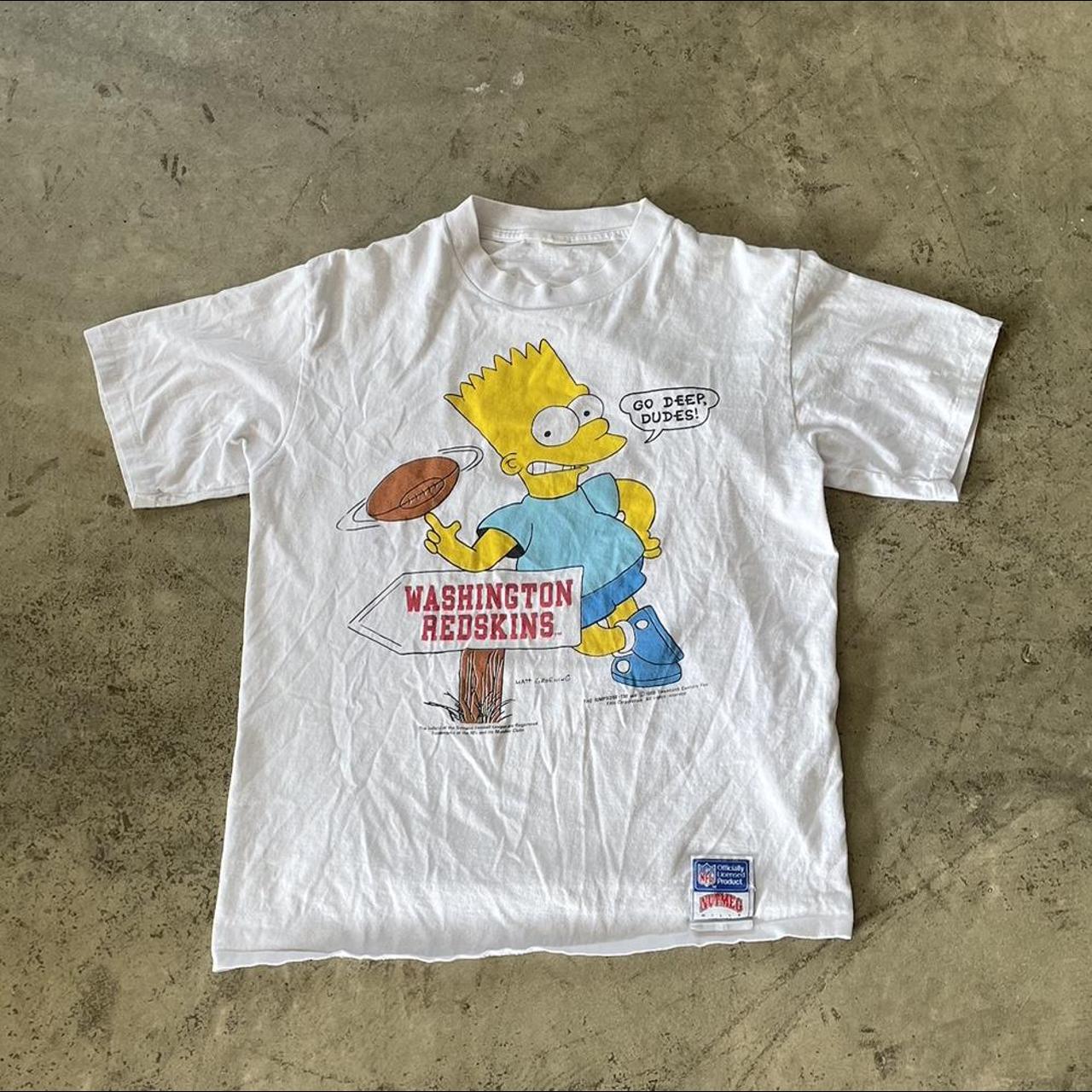 vintage 1990 bart simpson football t shirt size... - Depop