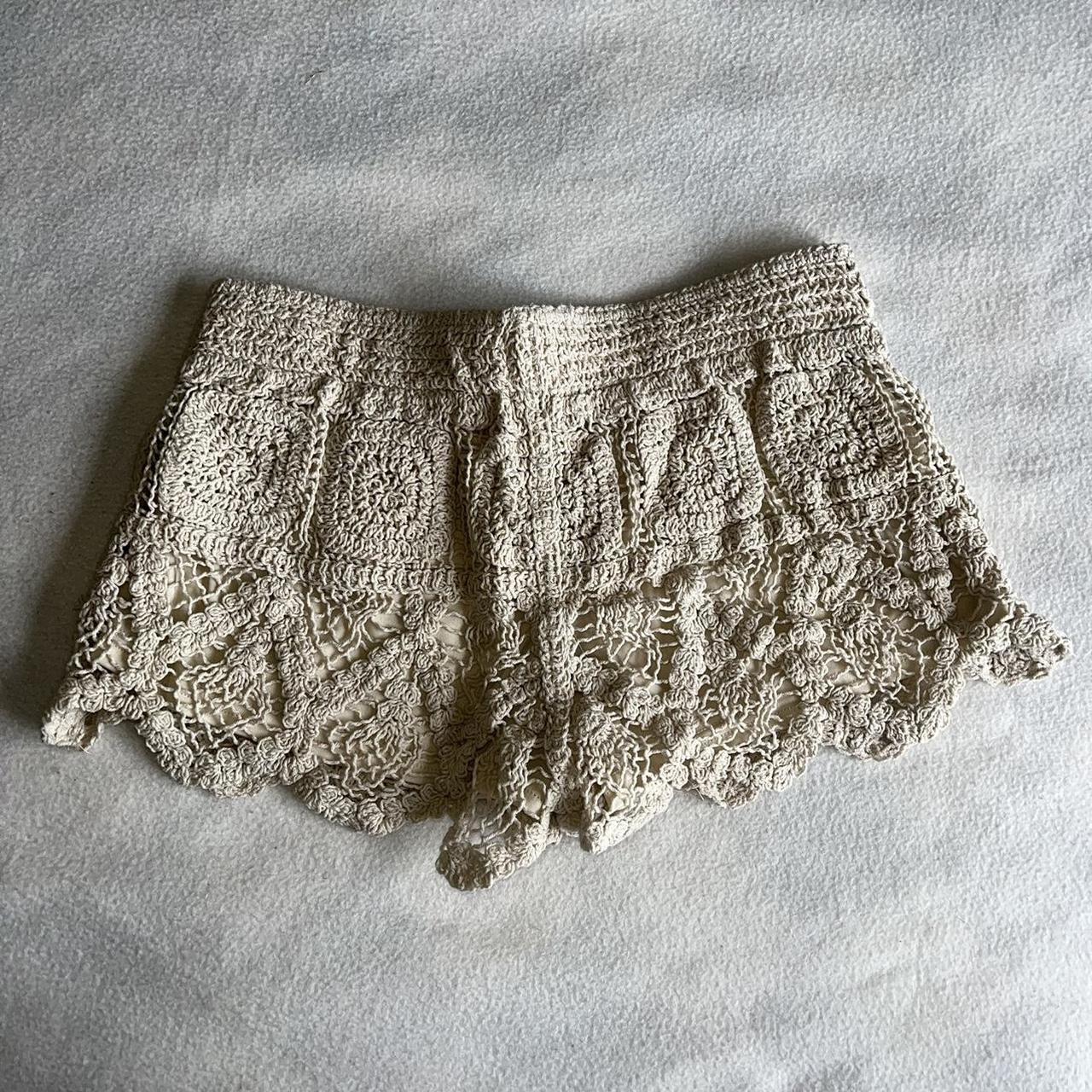 beige crotchet shorts🌸 #summershorts #laceshorts... - Depop