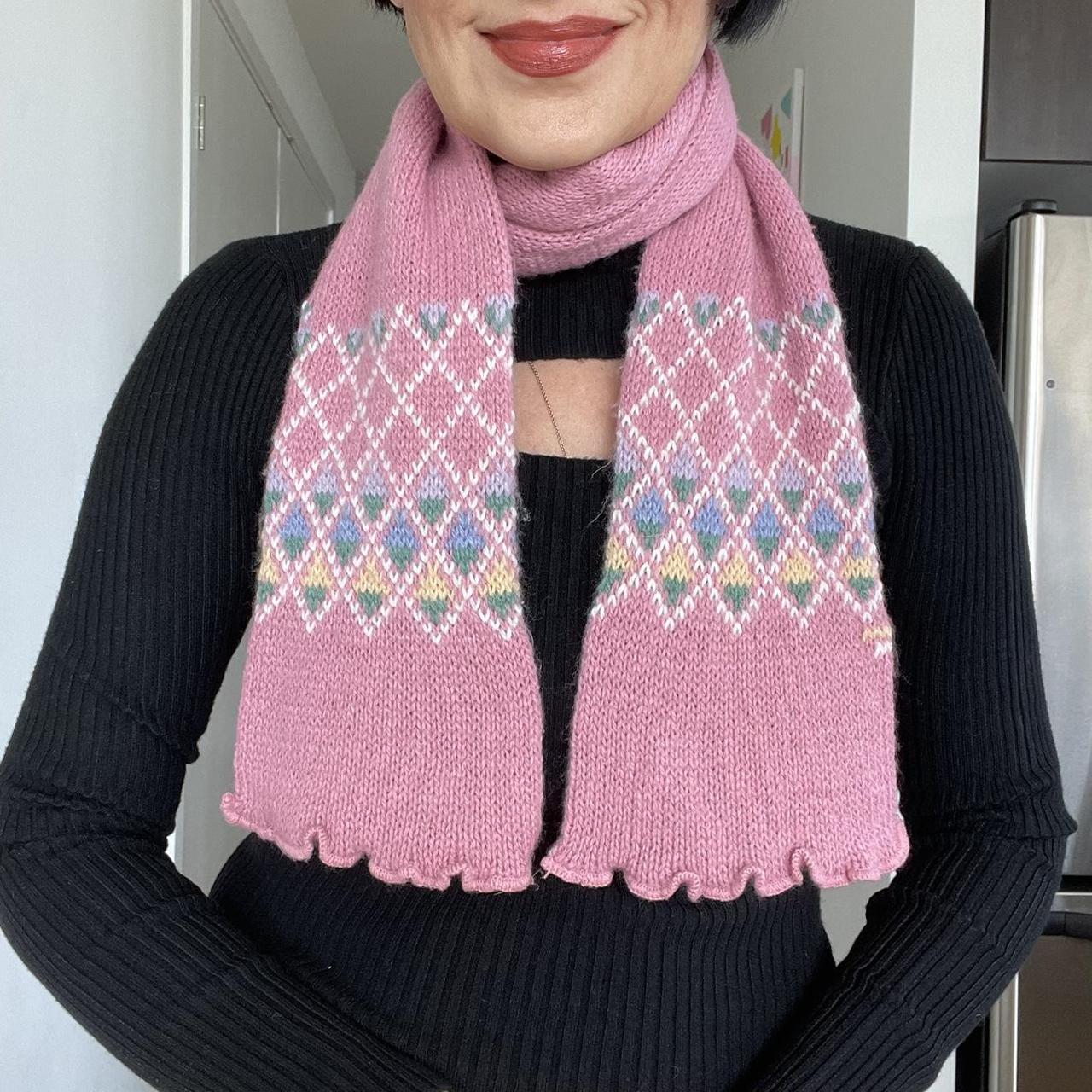 Vintage cottagecore scarf Adorable pink crochet... - Depop