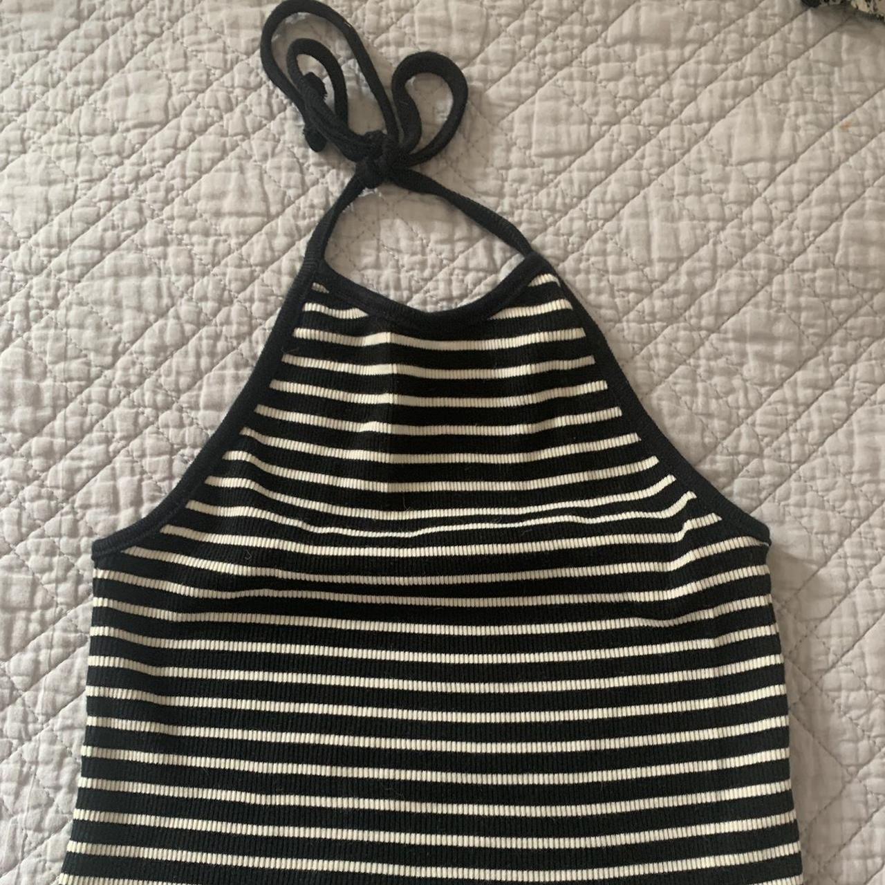 Black and white stripped halter top from brandy Ties... - Depop