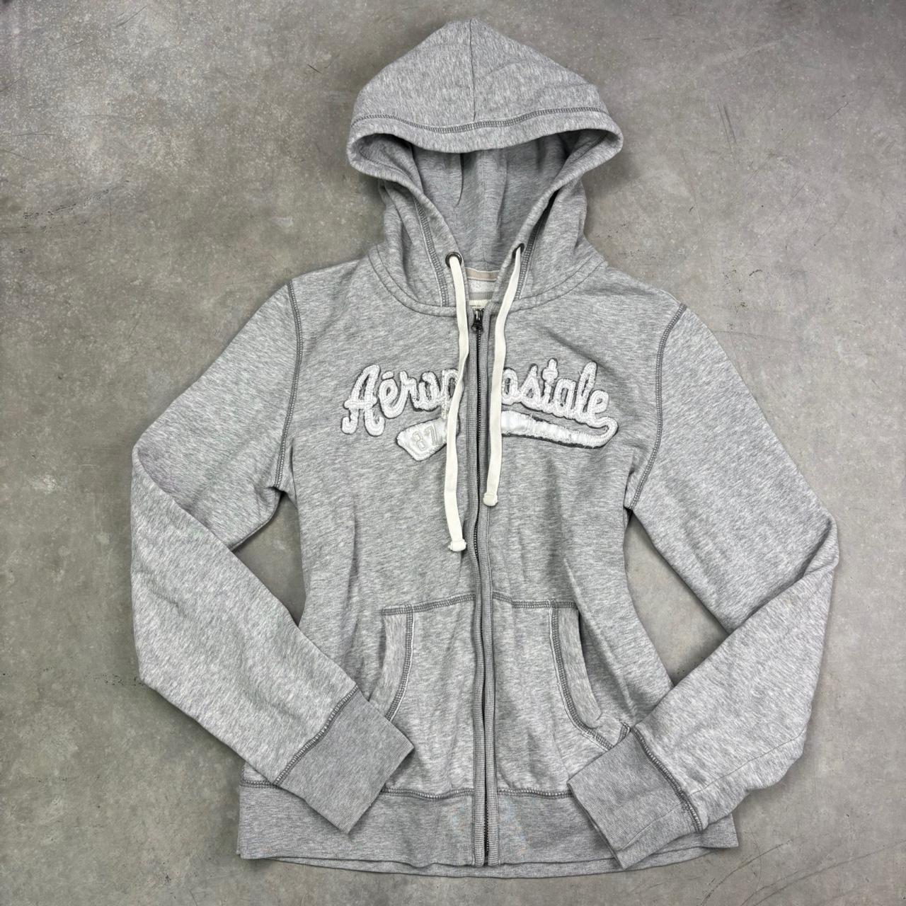 Y2K grey Aeropostale zip-up hoodie #y2k #PINK #Vs... | Depop