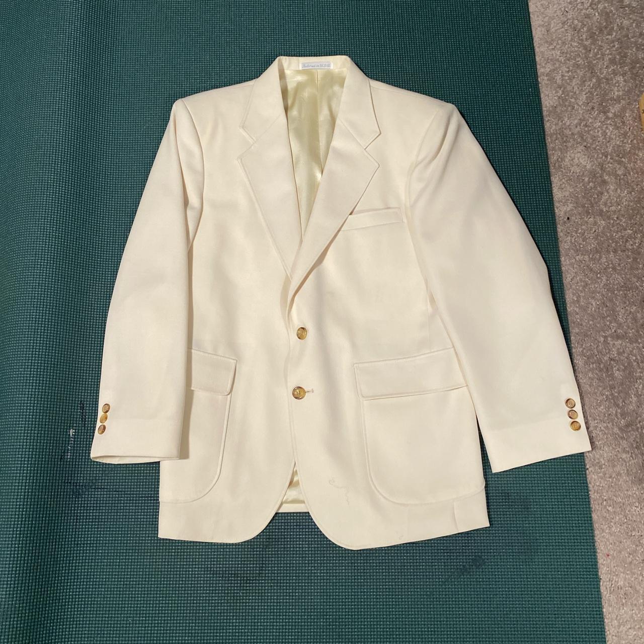Men’s Large White and Cream Blazer DO NOT USE PAYPAL... - Depop