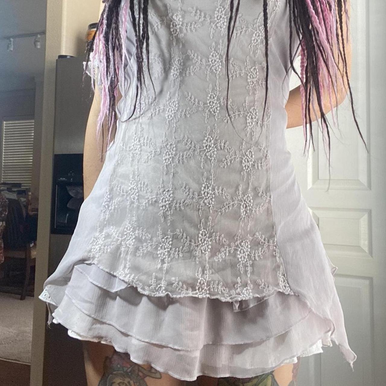 Vintage layered mini ruffle dress - Depop