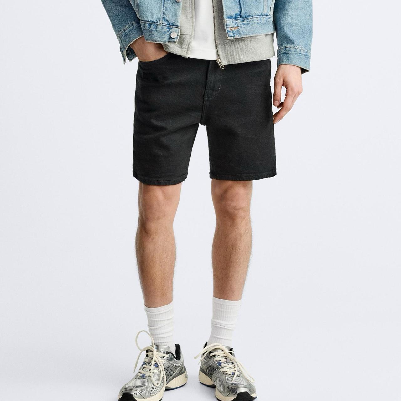 Men’s Zara relaxed fit charcoal colored jean short... - Depop