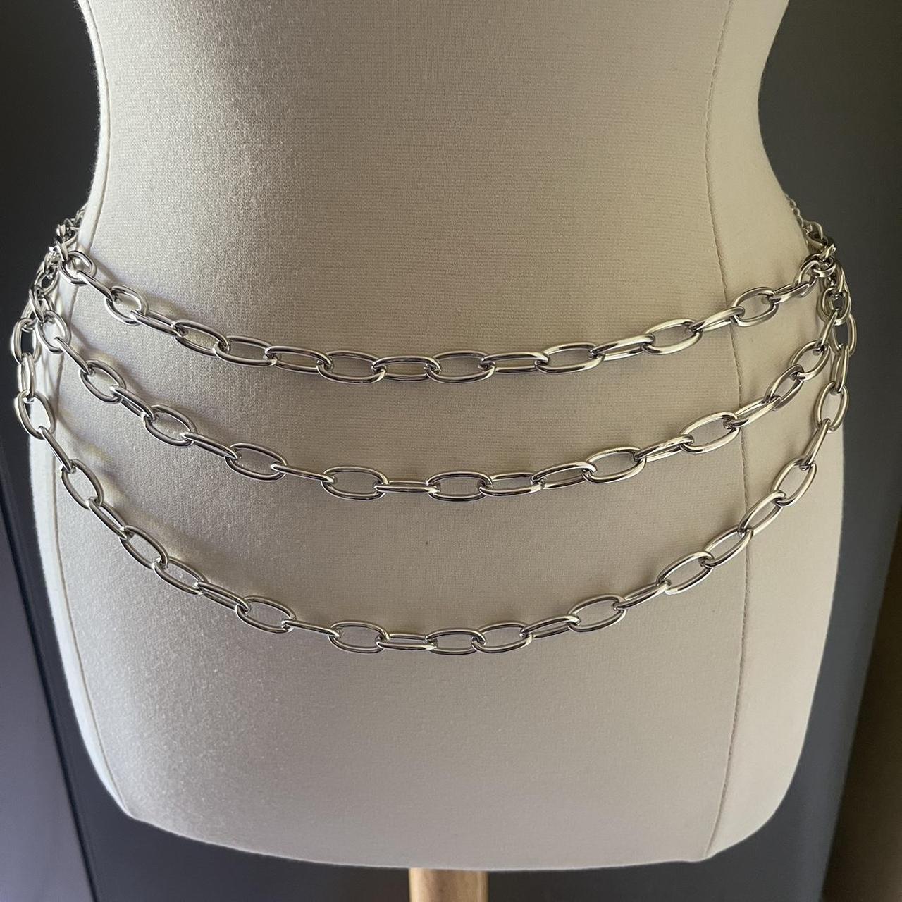 Draped In Chains Layered 3 Tiered Belt Silver One... - Depop