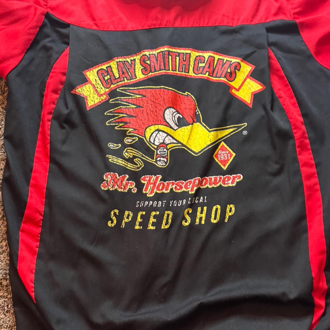 Clay Smith Racing jacket - red and black speed shop... | Depop