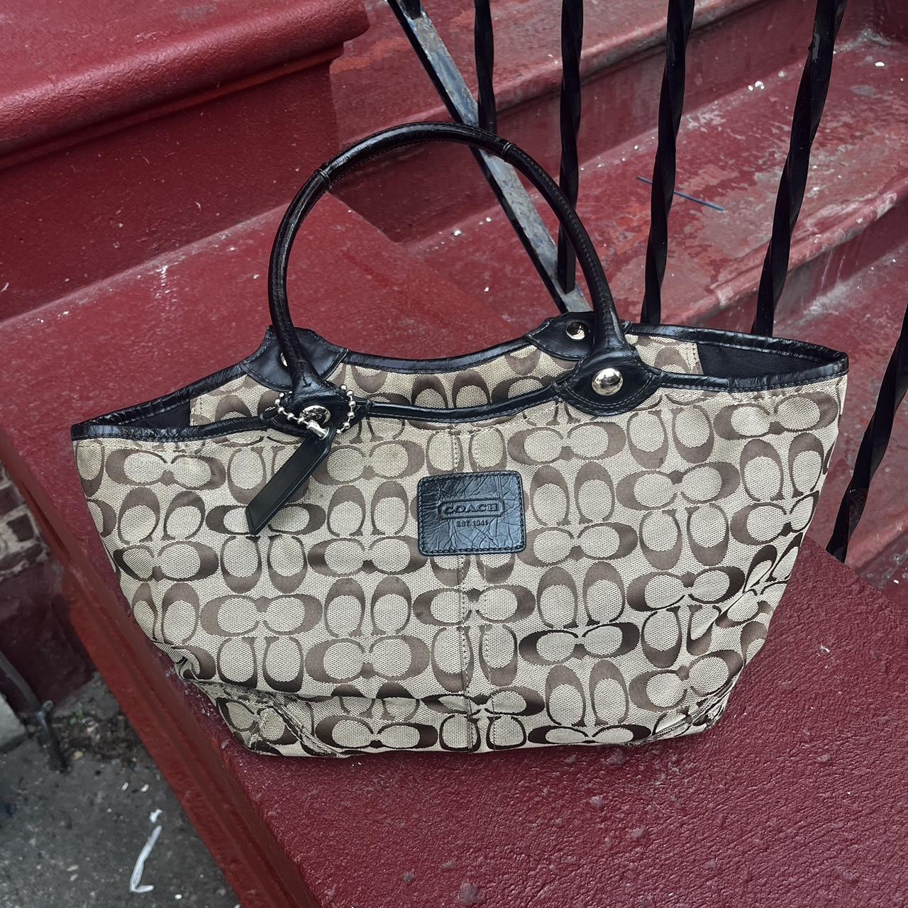 black and brown large coach purse 17.5” long and 8”... - Depop