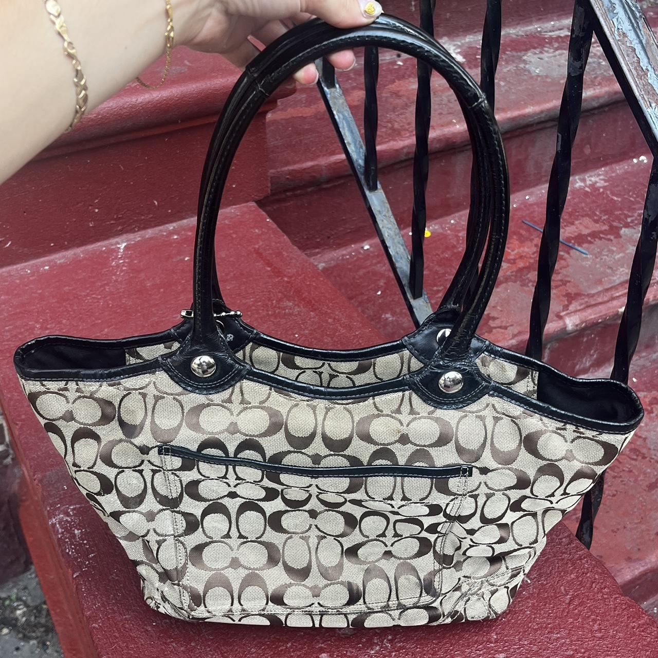 black and brown large coach purse 17.5” long and 8”... - Depop