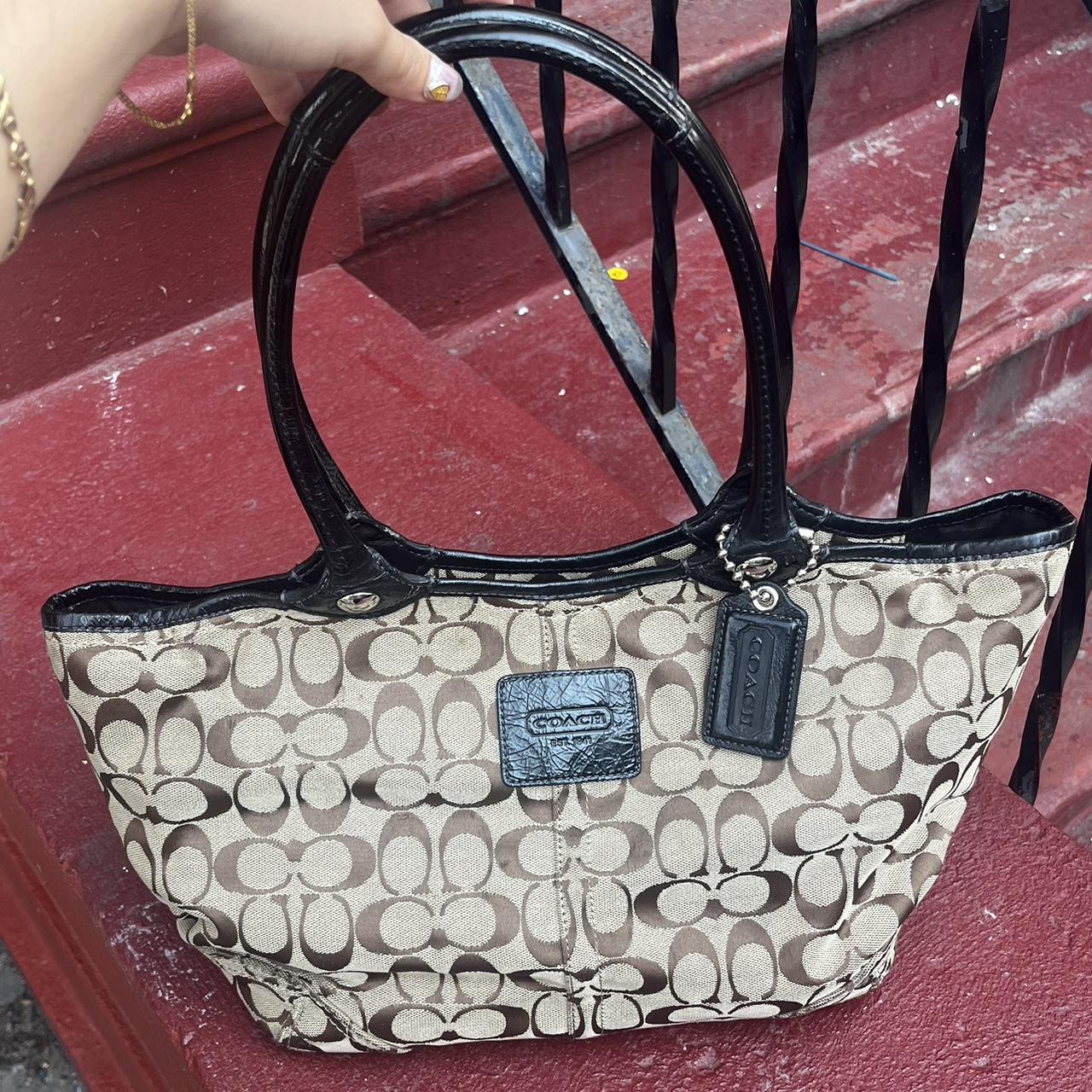 black and brown large coach purse 17.5” long and 8”... - Depop