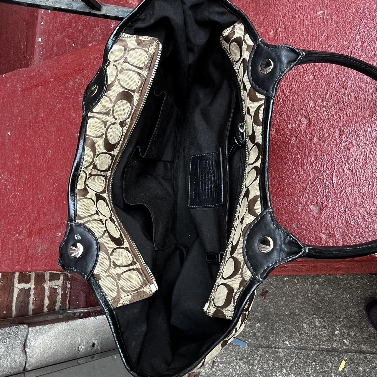 black and brown large coach purse 17.5” long and 8”... - Depop