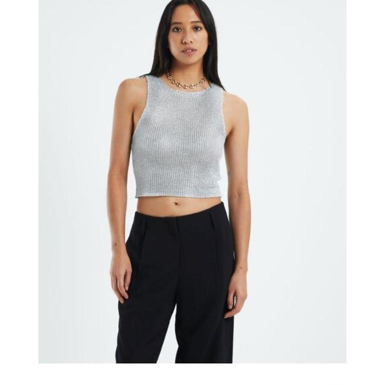 Alice in the eve silver mesh top Size xs - Depop