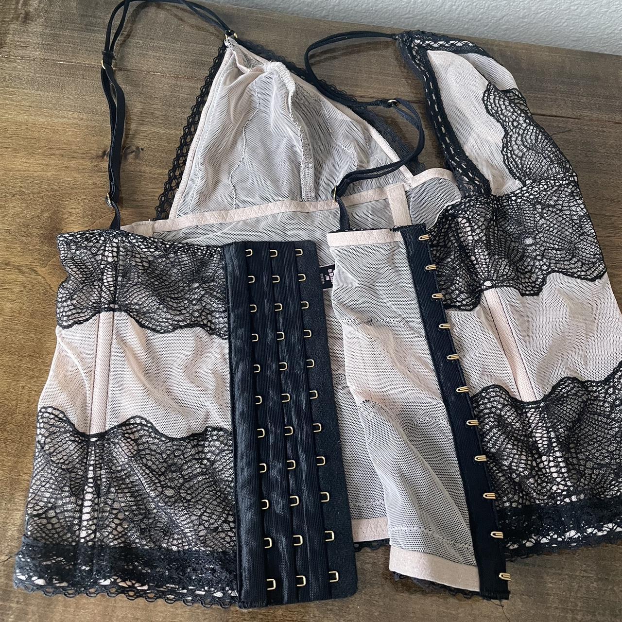 Victorias Secret Lace Mesh Boned Corset Bustier In Depop