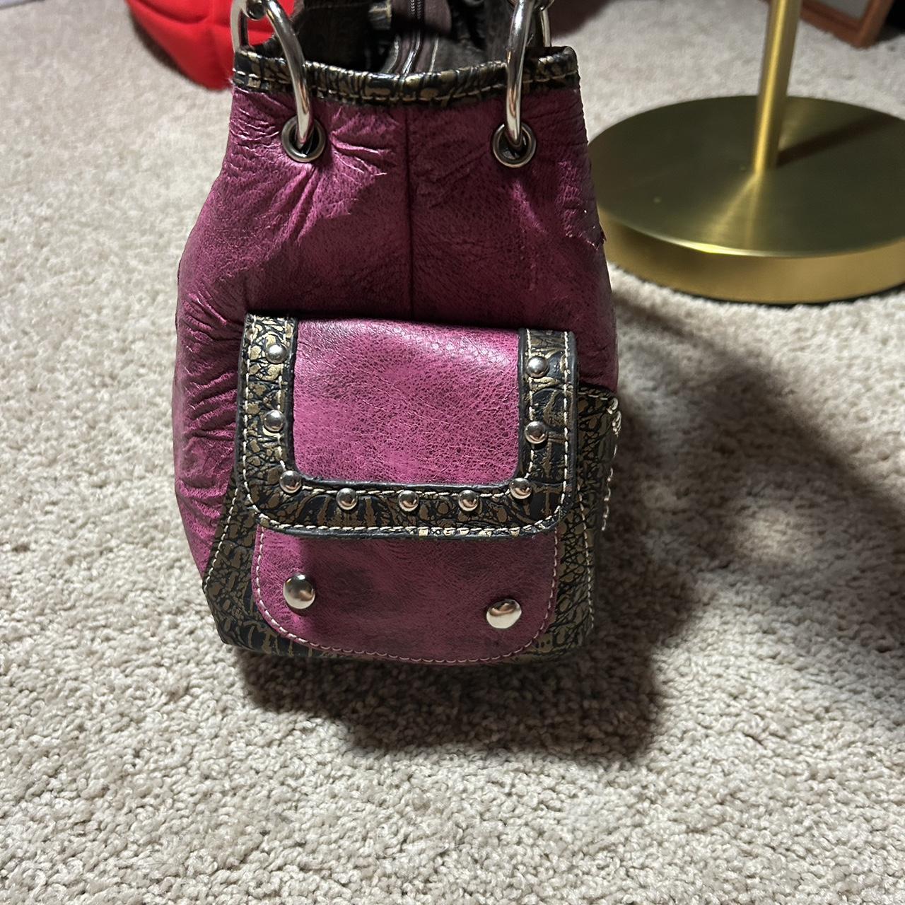 Y2K magenta rhinsestone western handbag angel... - Depop