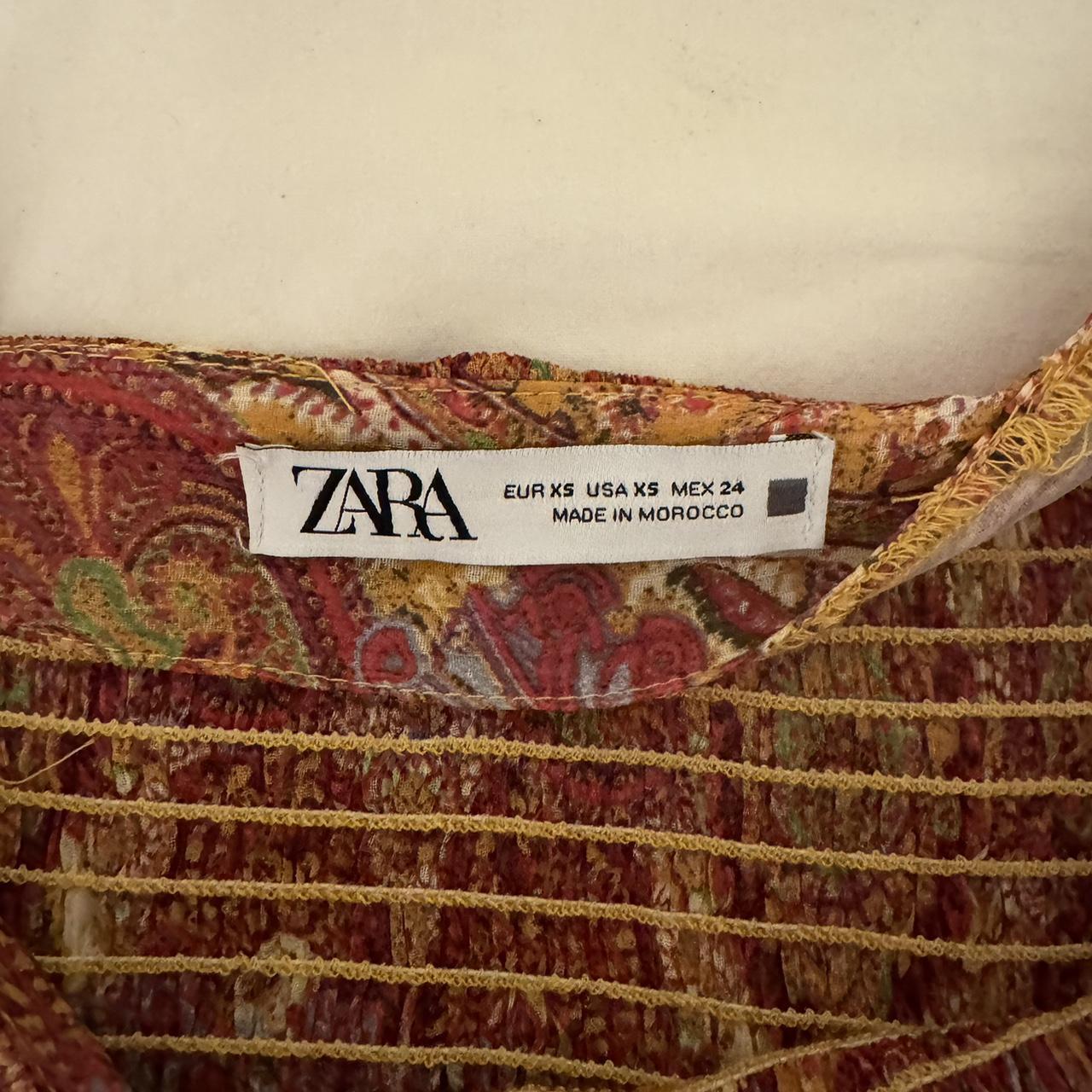 Zara ruffle beautiful patchwork skirt in the orange... | Depop