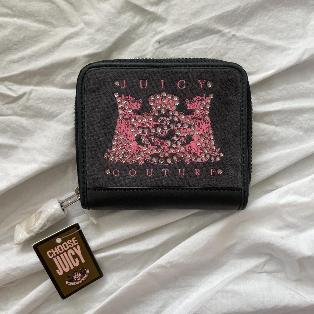 Y2k vintage Juicy couture black wallet Pink Juicy... - Depop