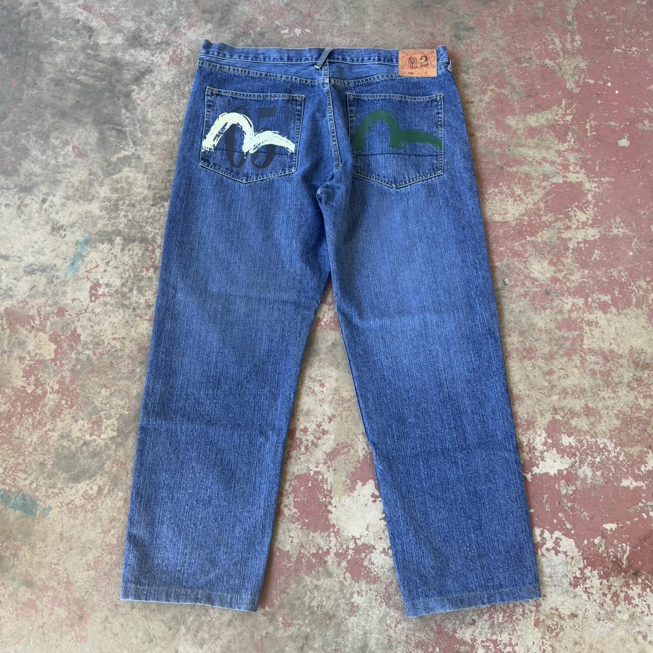 Evisu Lot 0001 Baggy Blue Denim Jeans Ultra Baggy... - Depop