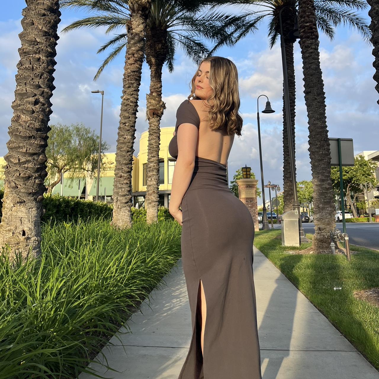 Backless grey dress. Super cute and form fitting!... - Depop