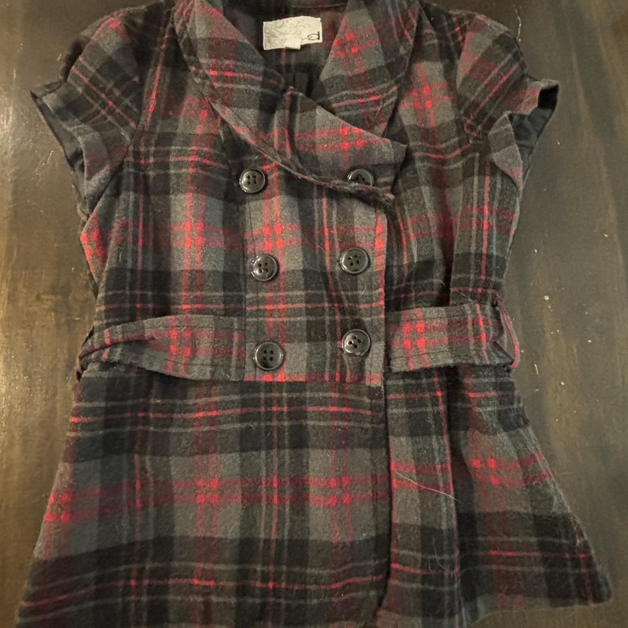 2000s plaid short sleeved dynamite jacket with... - Depop