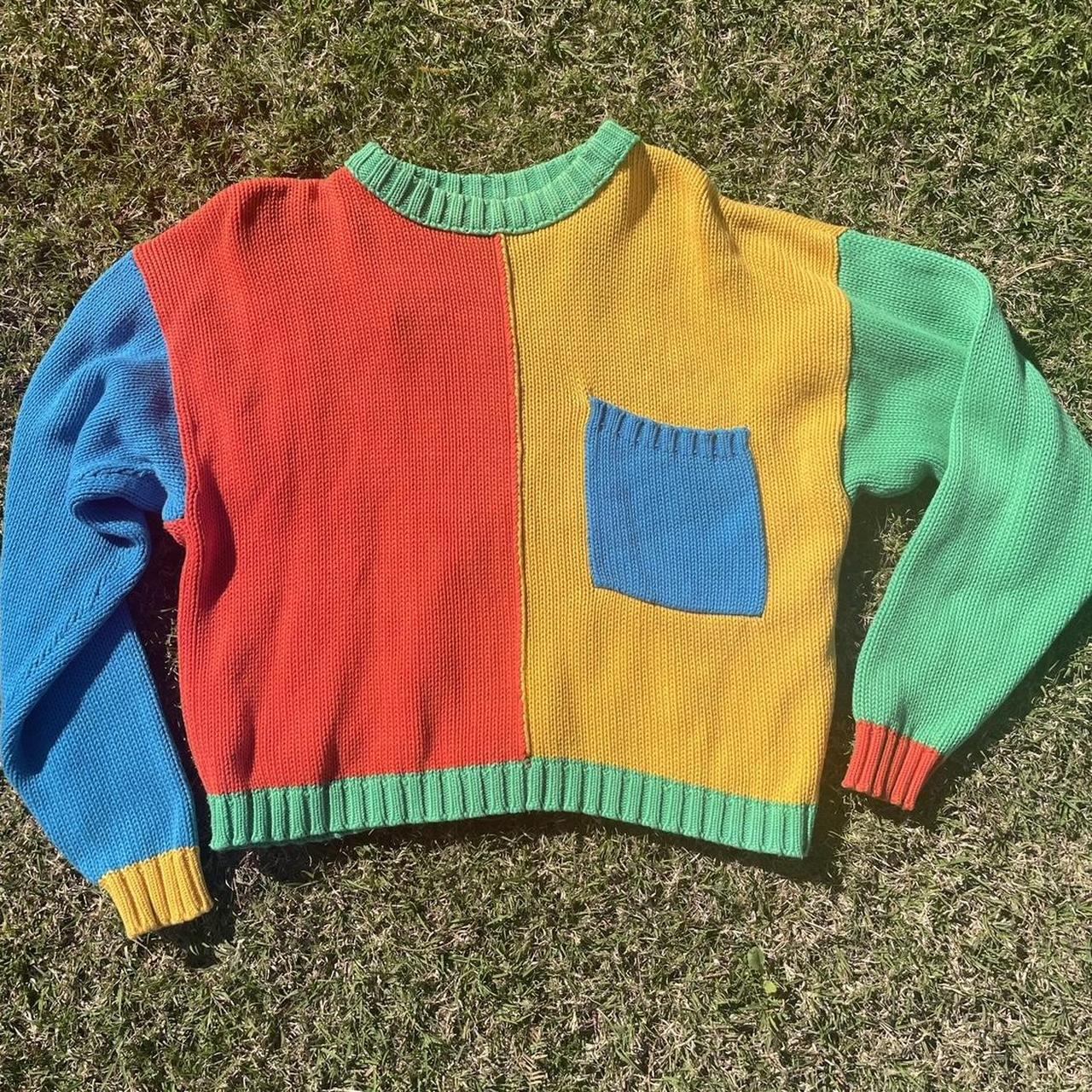 The FAMOUS primary color block pinterest sweater !!... - Depop