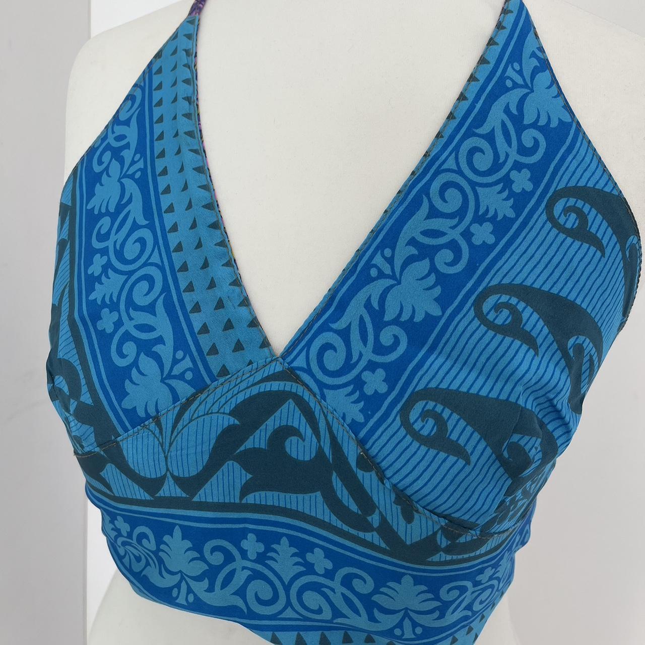 2 sided halter top Ties at the back Blue and purple... - Depop